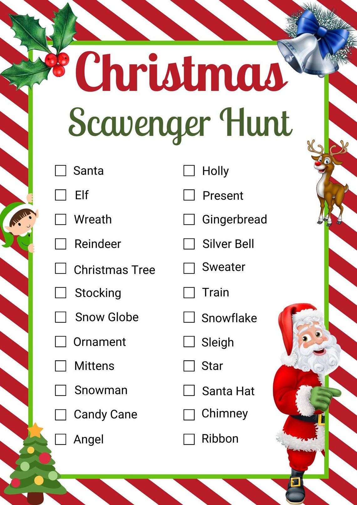 Christmas Scavenger Hunt Game Digital Christmas Game Printable ...