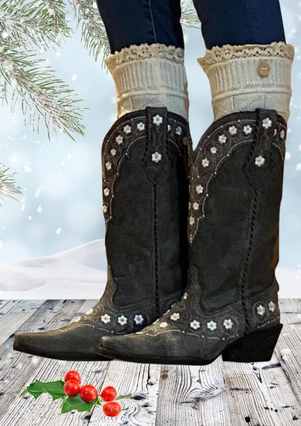 Knit Boot Cuffs Boot Toppers Womens Boot Socks for Winter Leg Warmers ...