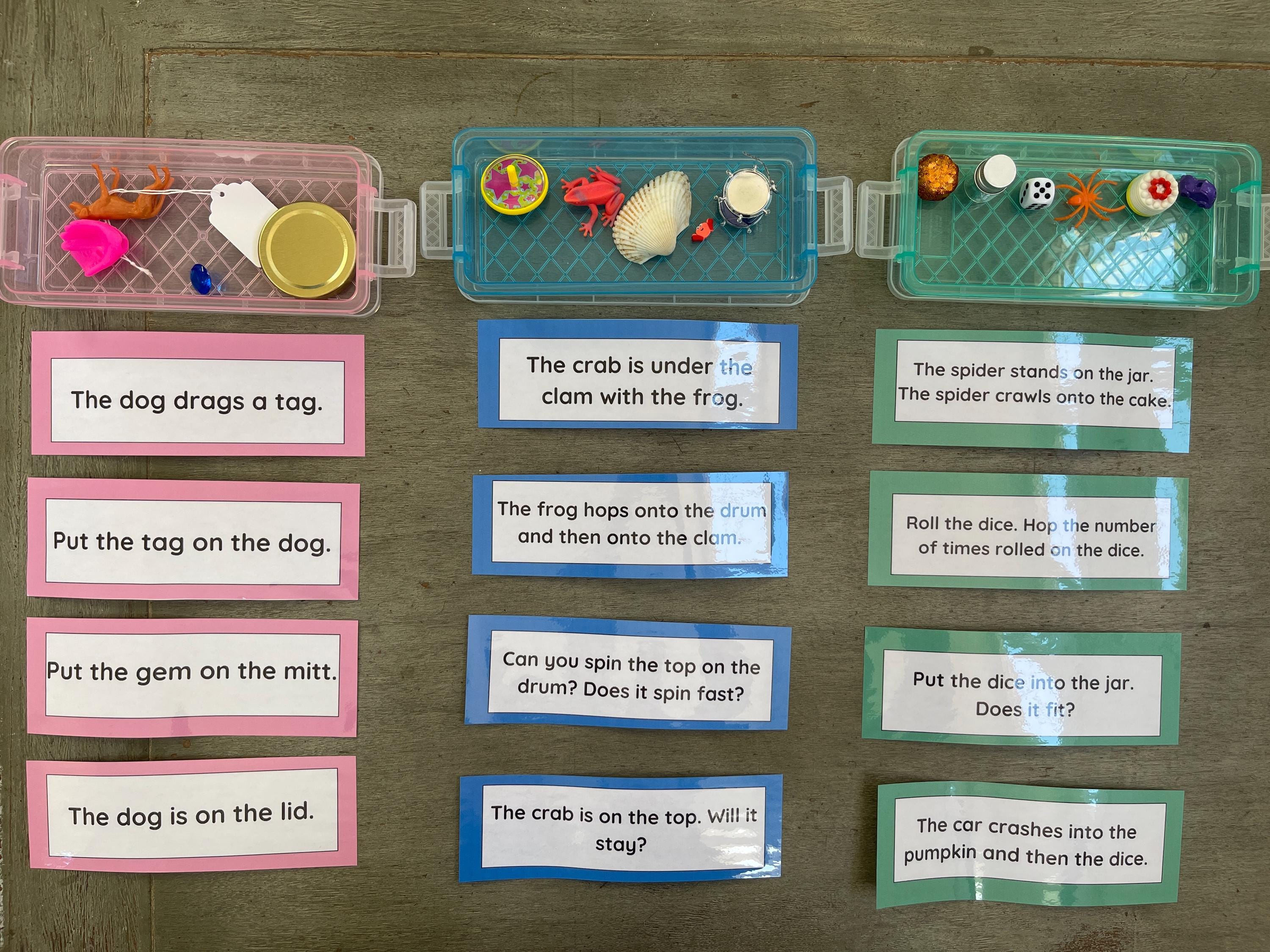 Montessori -pink, Blue, and Green Series Object to Sentence Matching - Etsy