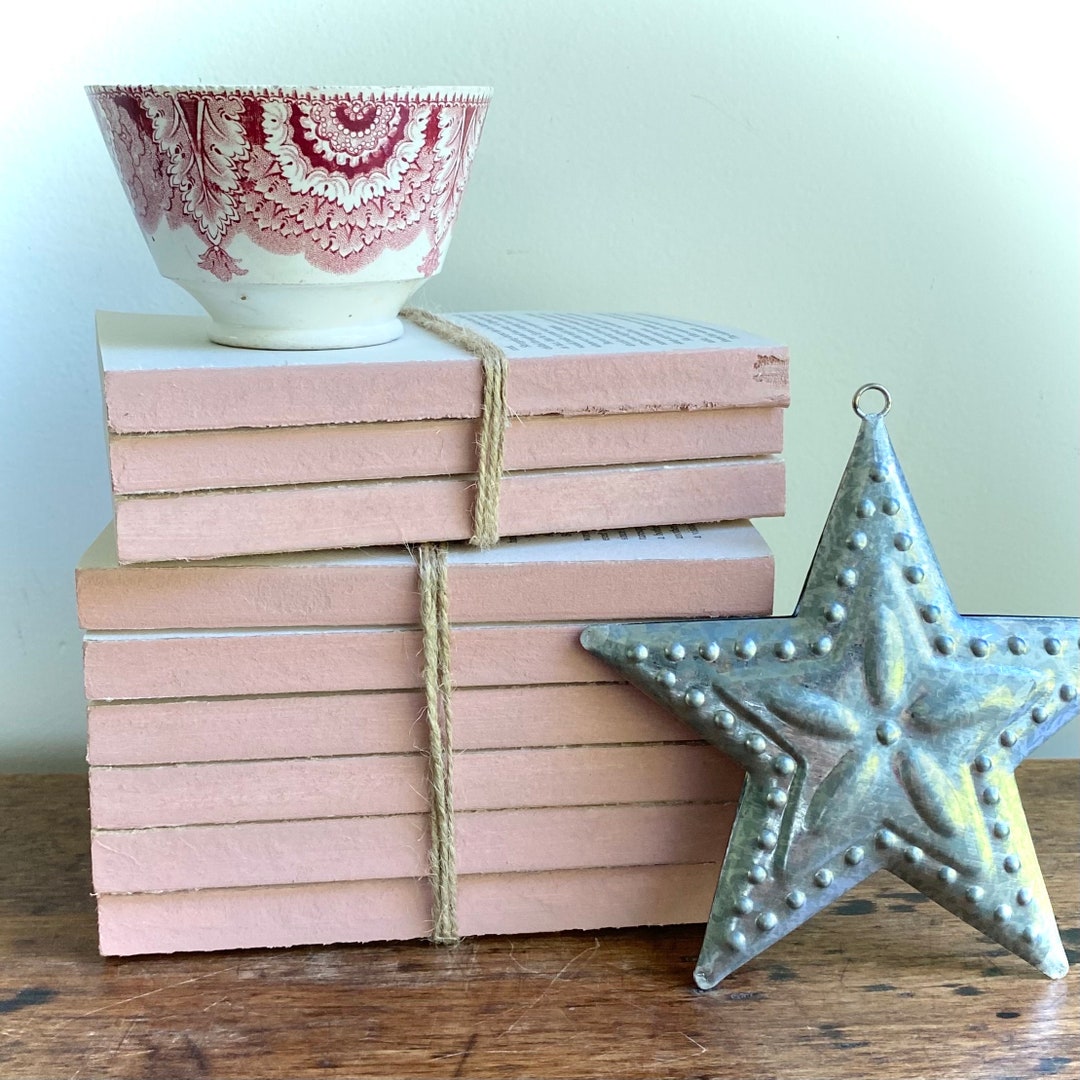 Blush Pink Book Stack, Wedding Centerpiece, Dusty Rose, Shelf Decor ...