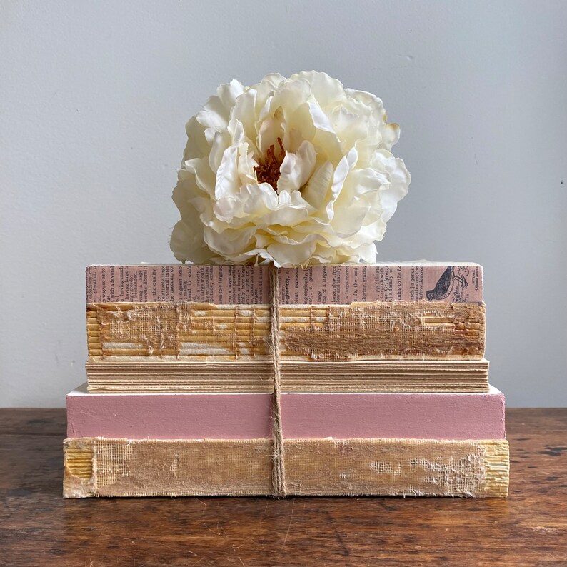 Rustic Decorative Book Set in Dusty Rose and Beige - Etsy