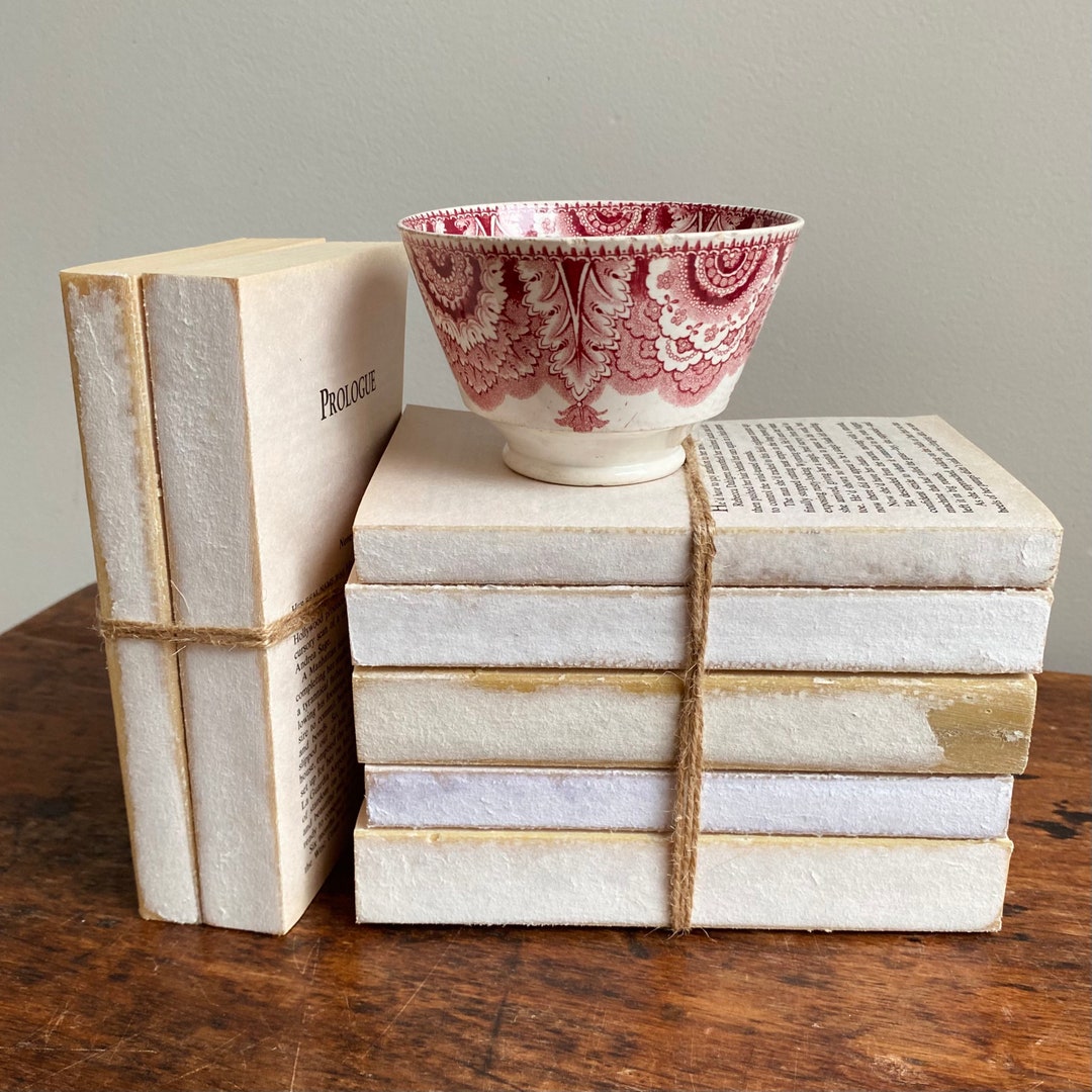 White Decorative Book Stack Farmhouse Books Ivory Shelf - Etsy