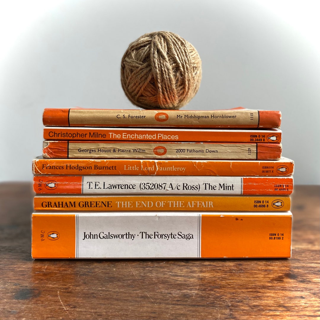Vintage Penguin Paperback Book Stack, Orange Book Decor - Etsy
