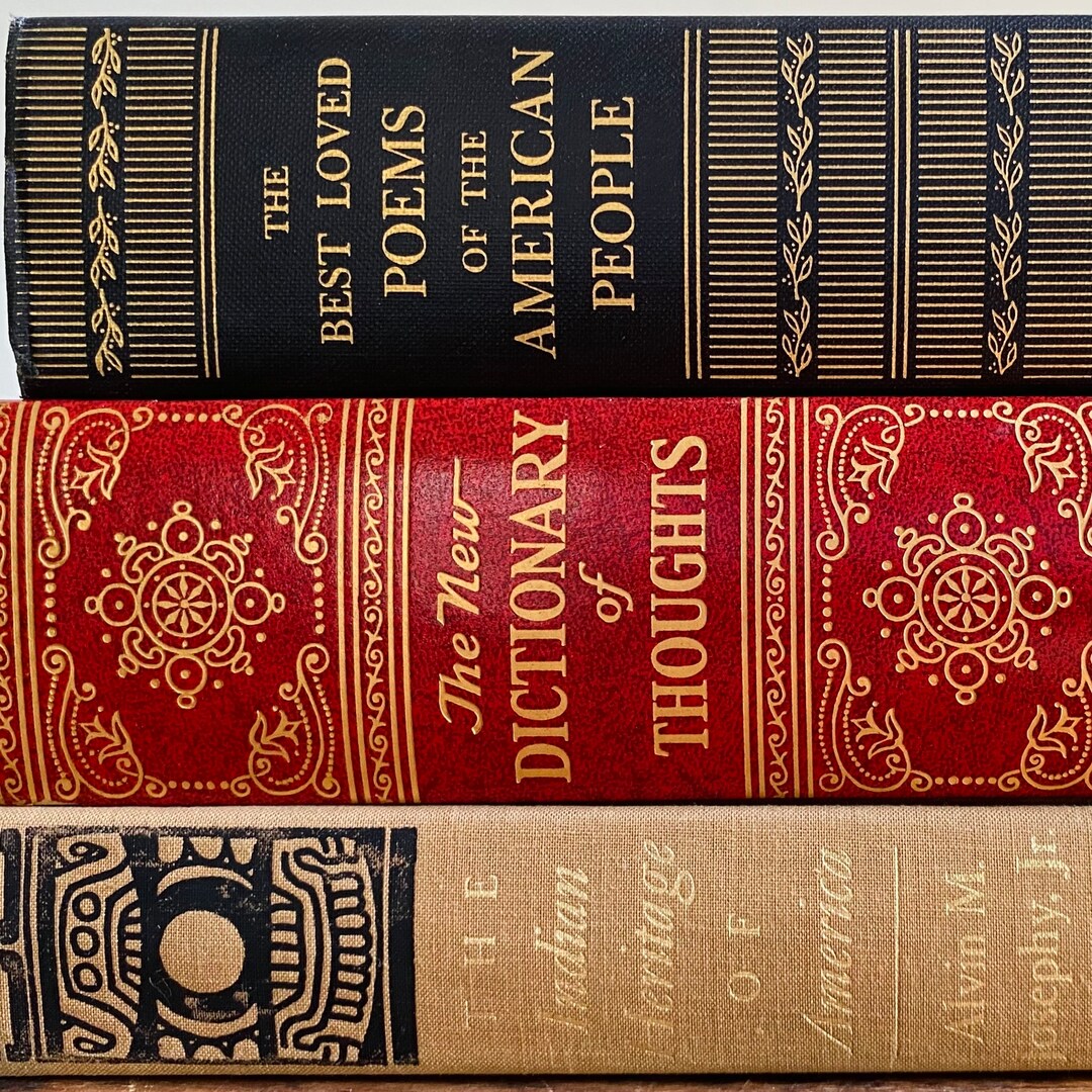 Vintage Decorative Book Stack, Book Bundle, Home Decor Books, Patterned ...