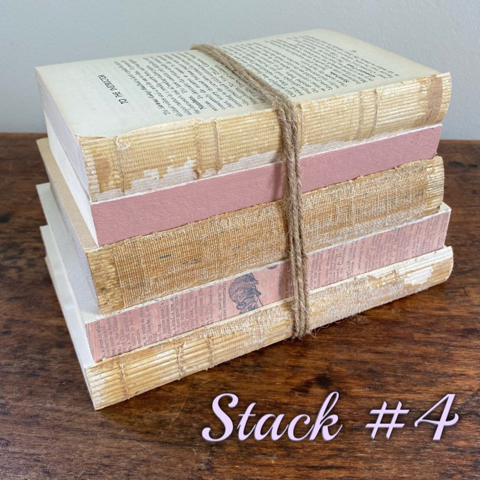 Rustic Decorative Book Set in Dusty Rose and Beige - Etsy