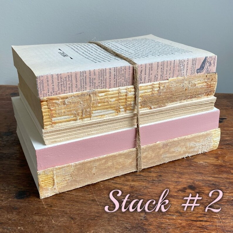Rustic Decorative Book Set in Dusty Rose and Beige - Etsy
