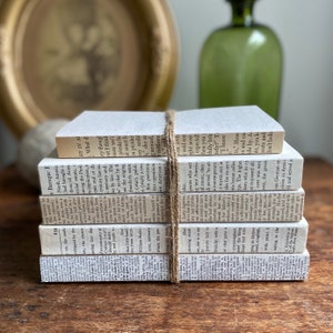 Tan and Ivory Books, Neutral Rustic Decorative Farmhouse Book Stacks ...
