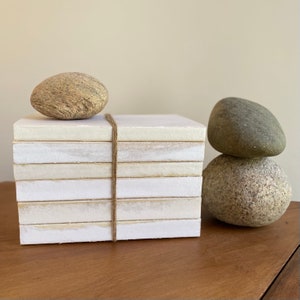 White Book Stack, Farmhouse Decor, Rustic Decorative Book Set, French ...