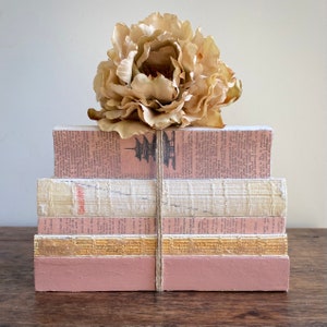 Rustic Decorative Book Set in Dusty Rose and Beige - Etsy
