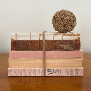 Rustic Decorative Book Set in Dusty Rose and Beige - Etsy