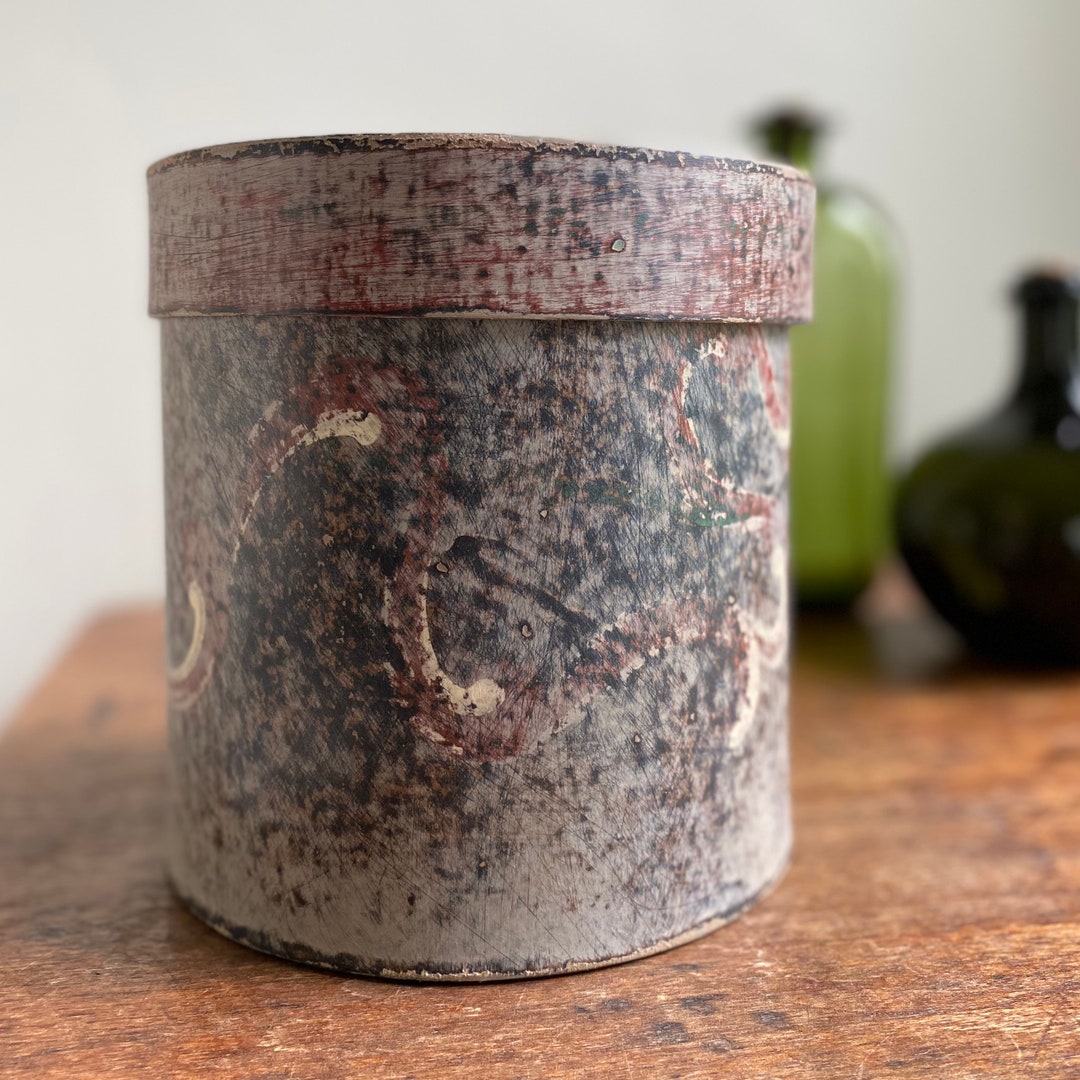 Hand Painted Pantry Box, Folk Art, Primitive Band Box, Farmhouse ...