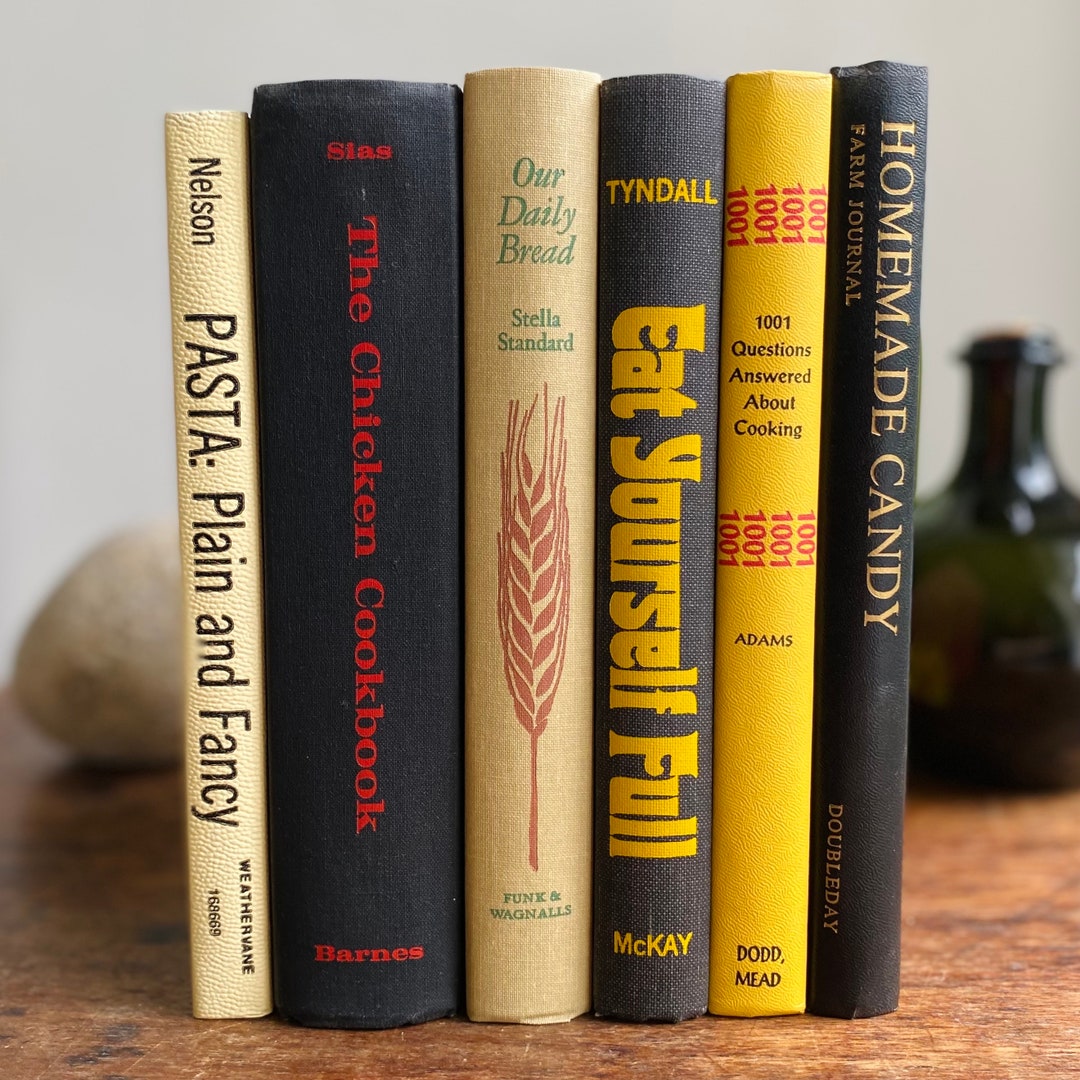 Vintage Cookbook Stack, Kitchen Decor - Etsy