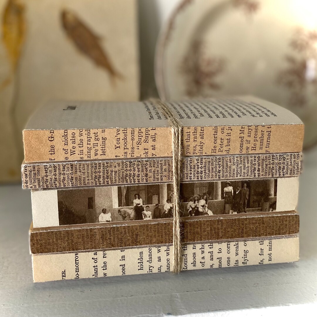Tan and Ivory Books, Neutral Book Stack, Rustic Decorative Farmhouse ...