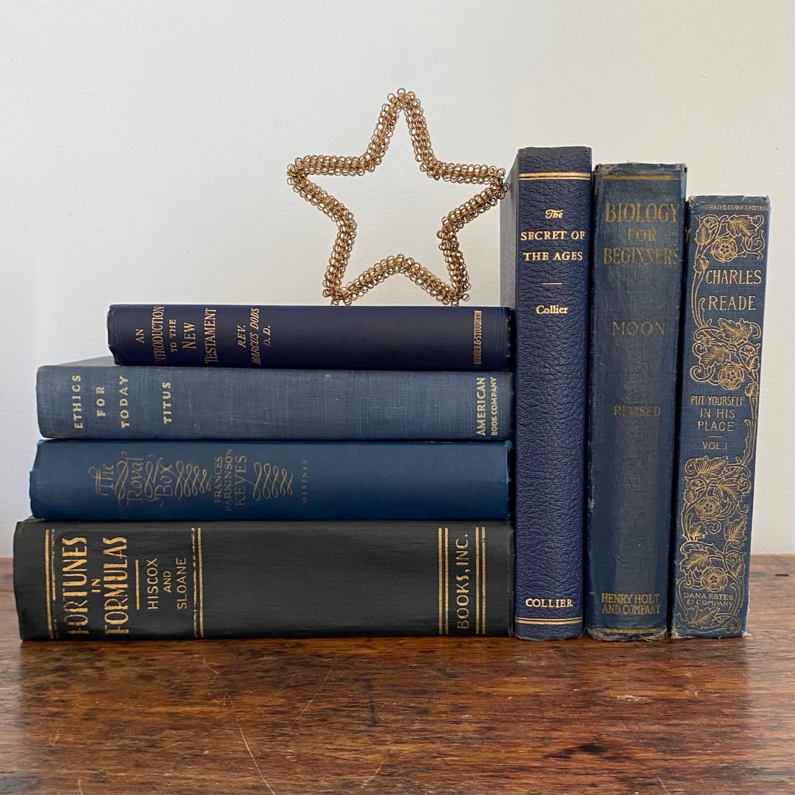 Blue and Black Vintage Book Stack - Etsy