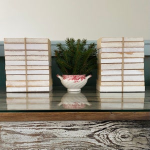 White Decorative Book Stack, Farmhouse Books, Ivory Shelf Decor ...