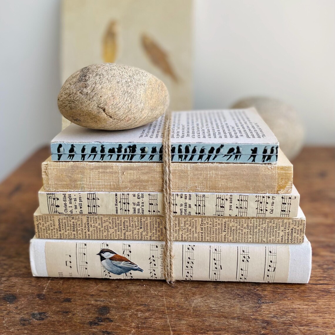 Birds and Song Rustic Book Set, Shabby Chic Stack of Books - Etsy