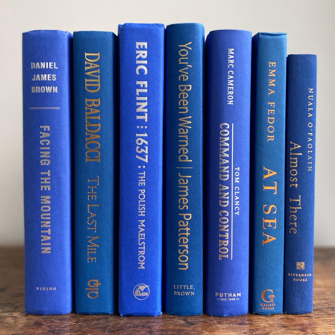 Royal Blue Book Stack, Shelf Decor, Mixed Blue Books - Etsy