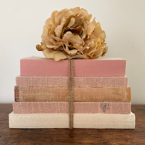 Rustic Decorative Book Set in Dusty Rose and Beige - Etsy