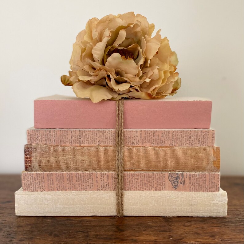 Rustic Decorative Book Set in Dusty Rose and Beige - Etsy
