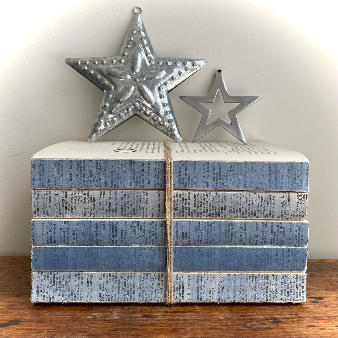 Dusty Blue Book Stack, Inspired by Faded Jeans, Mixed Denim Colors ...