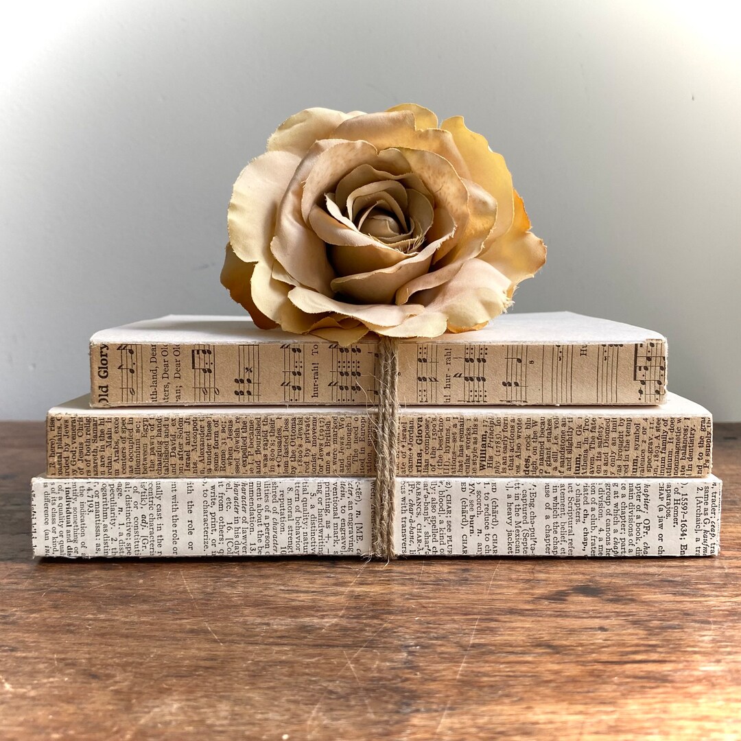 Neutral Rustic Decorative Farmhouse Book Stacks - Etsy