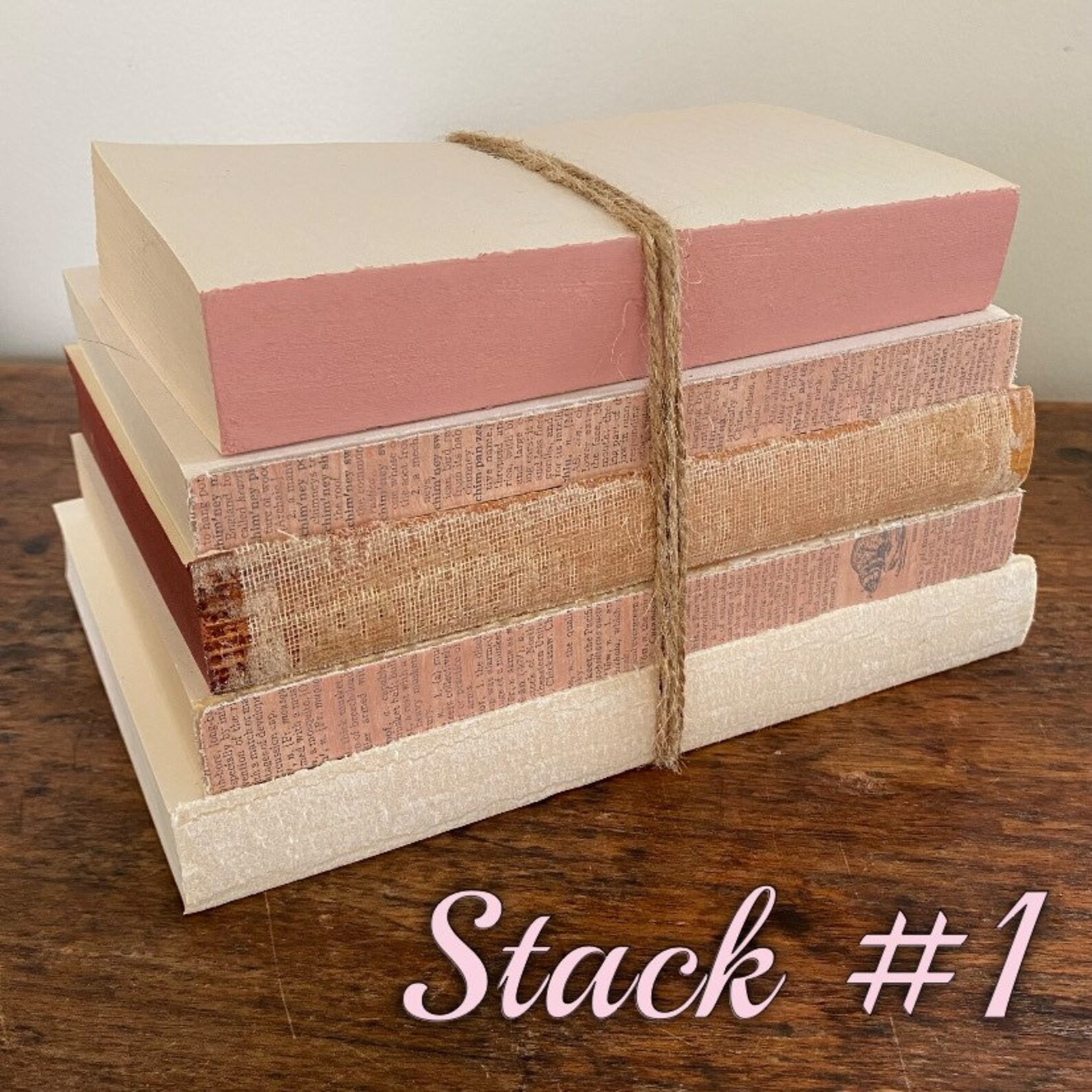 Rustic Decorative Book Set in Dusty Rose and Beige - Etsy