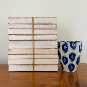 White Decorative Book Stack, Farmhouse Books, Ivory Shelf Decor ...