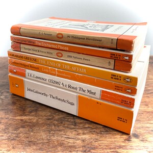 Vintage Penguin Paperback Book Stack, Orange Book Decor - Etsy