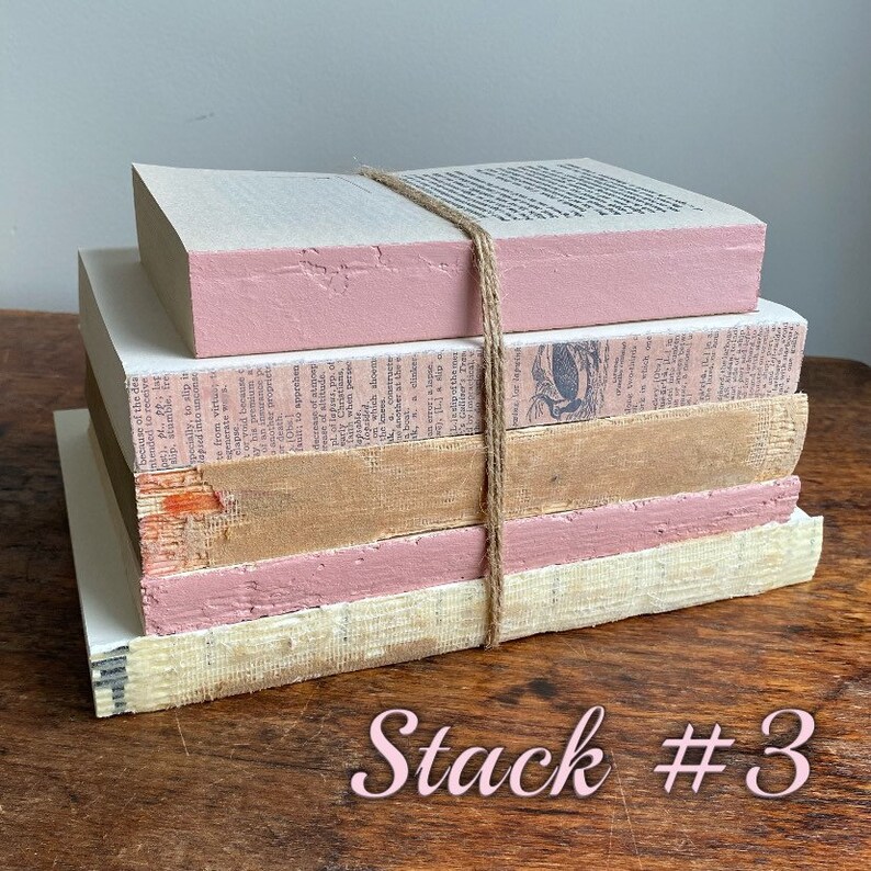 Rustic Decorative Book Set in Dusty Rose and Beige - Etsy