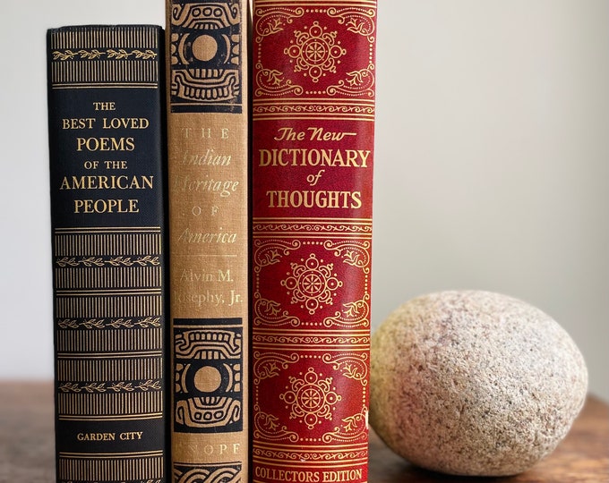 Vintage Decorative Book Stack, Book Bundle, Home Decor Books, Patterned ...