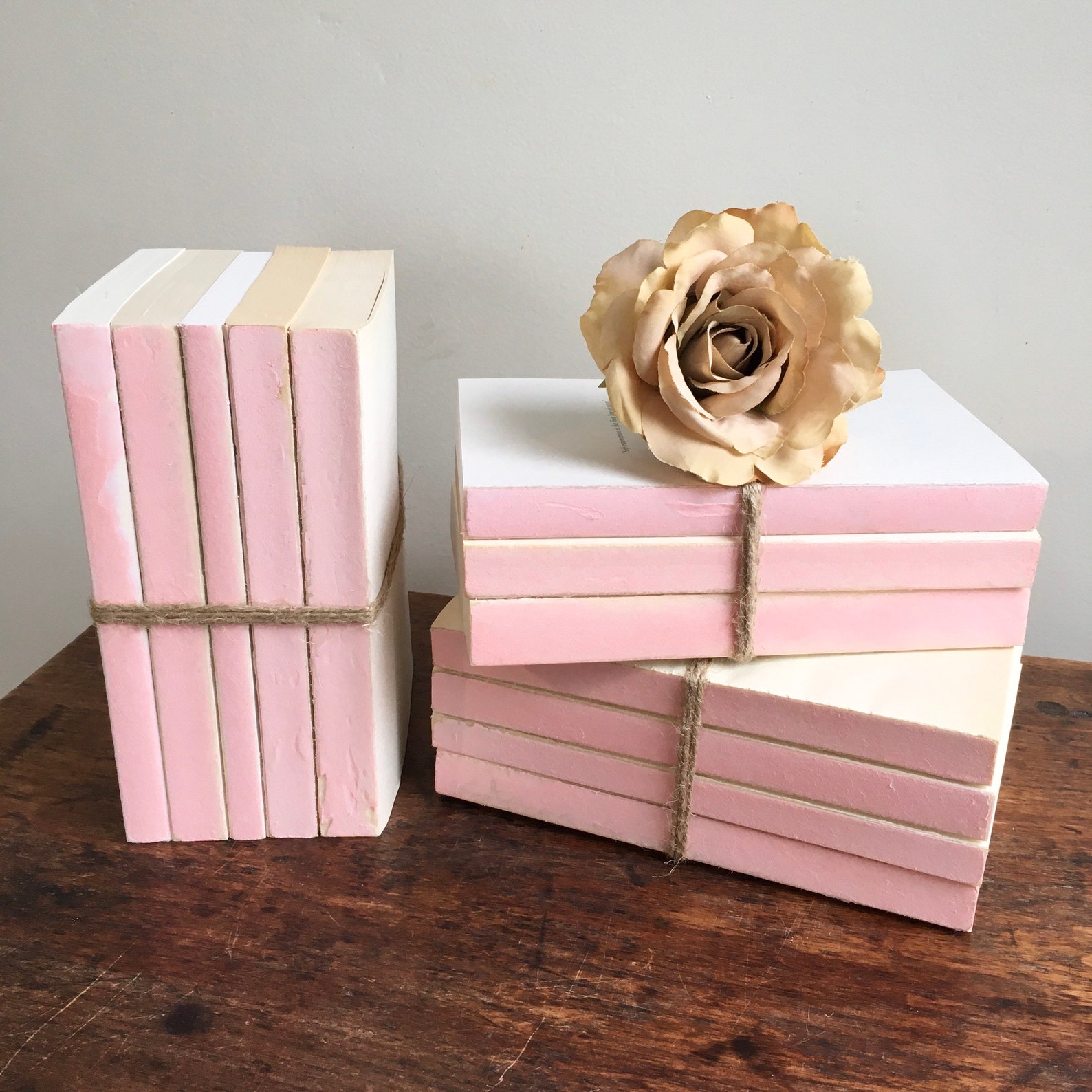 Pink Shabby Chic Decorative Book Set - Etsy
