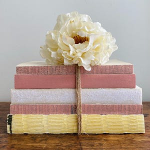 Rustic Decorative Book Set in Dusty Rose and Beige - Etsy