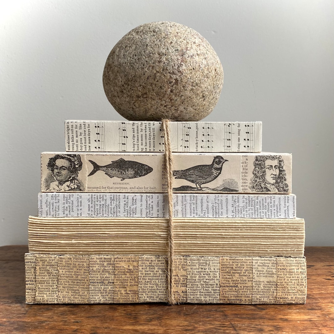 Neutral Rustic Book Stack, Vintage Inspired Books, Decorated With ...