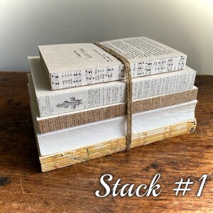 Tan and Ivory Rustic Book Stack, Vintage Inspired Decorative Books ...