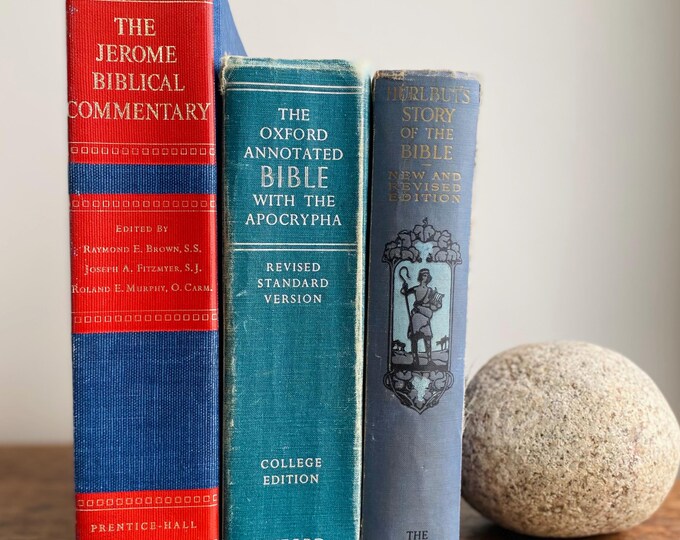 Rustic Christian Vintage Book Stack, Tattered Blue and Green Book ...