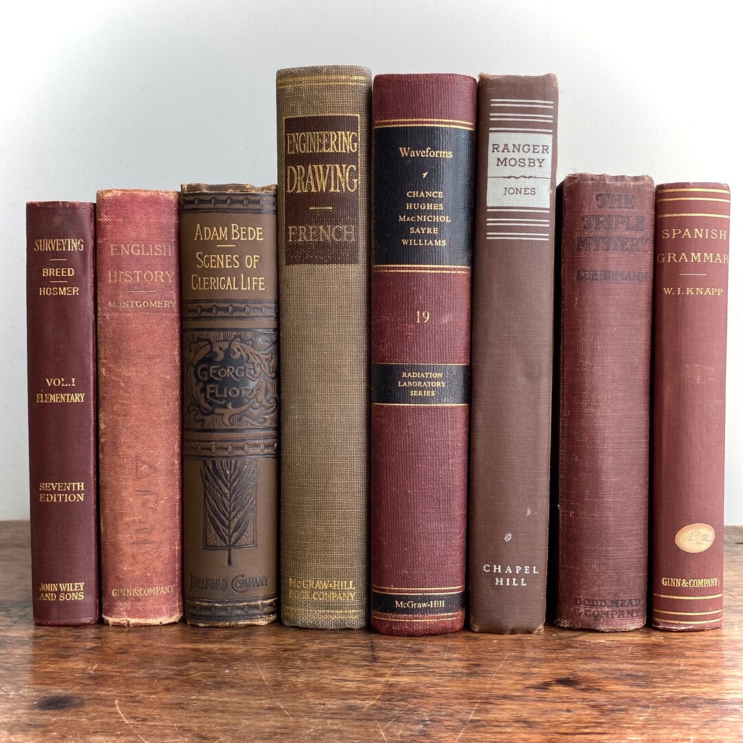 Vintage Rustic Book Stack in Earth Tones - Etsy