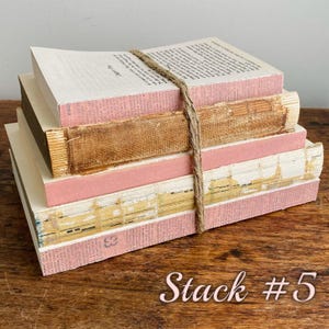 Rustic Decorative Book Set in Dusty Rose and Beige - Etsy