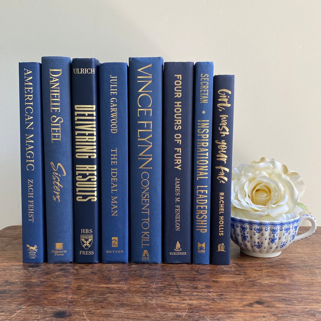 Blue Decorative Book Set, Book Bundle, Blue Decor, Shelf Decor, Books ...
