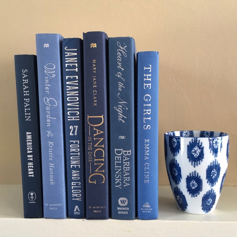 Blue Decorative Book Set Book Bundle Blue Decor Shelf - Etsy
