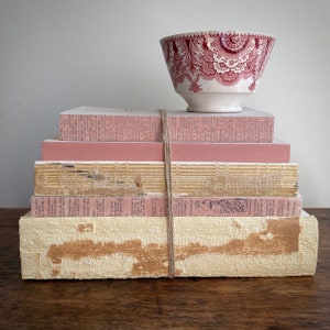 Rustic Decorative Book Set in Dusty Rose and Beige - Etsy