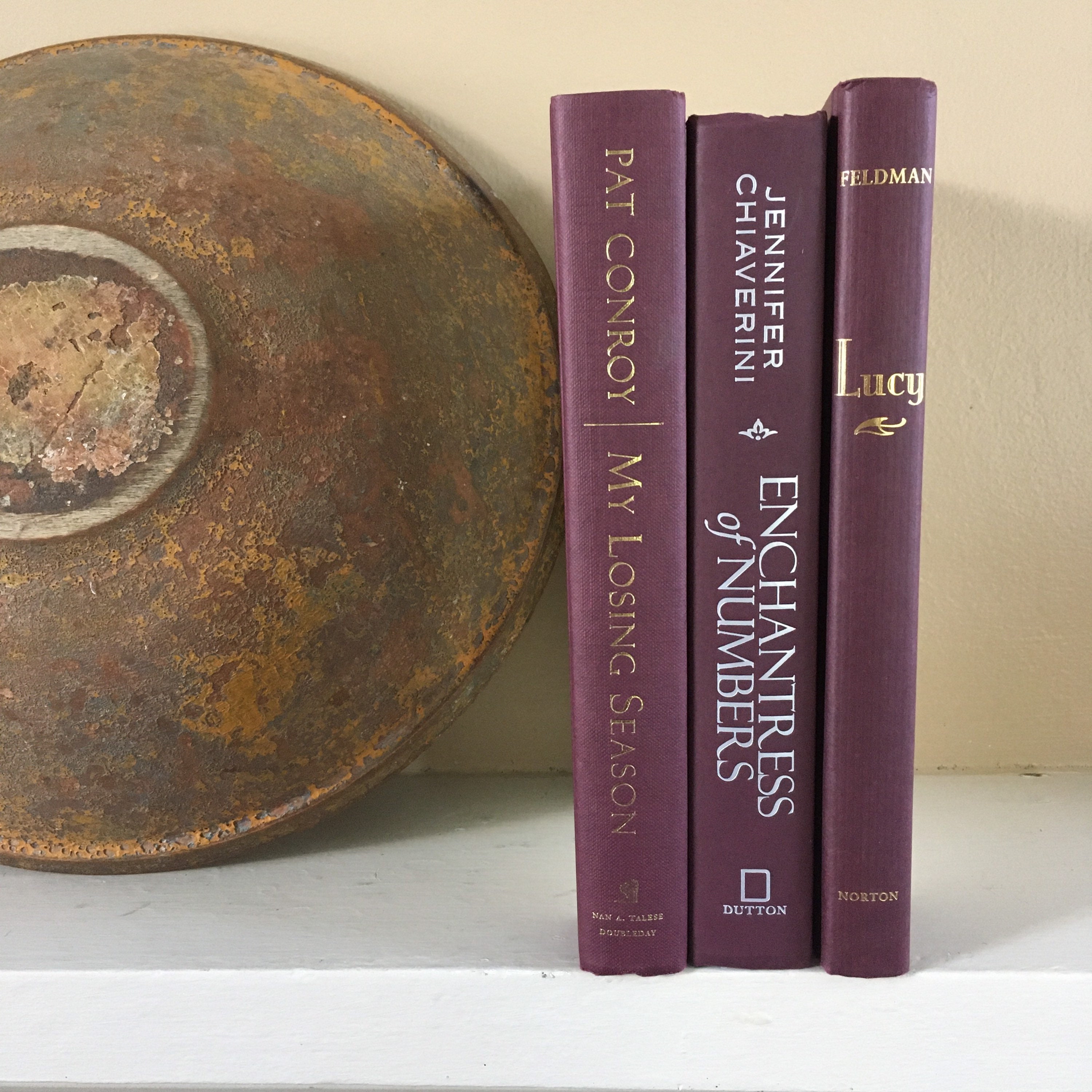 Burgundy Decorative Books Set Maroon Shelf Decor Stack of - Etsy