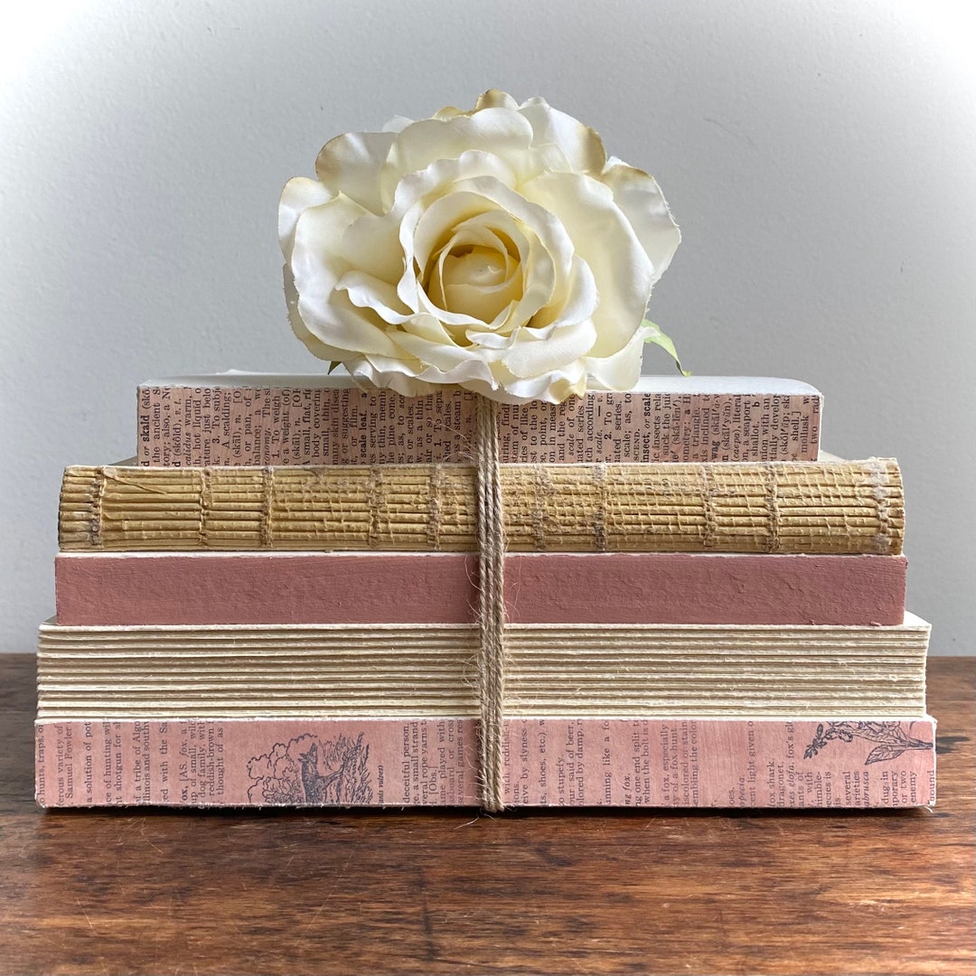 Rustic Decorative Book Set in Dusty Rose and Beige - Etsy