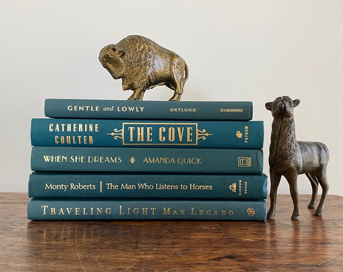 Mixed Teal Decorative Books Stacks - Etsy