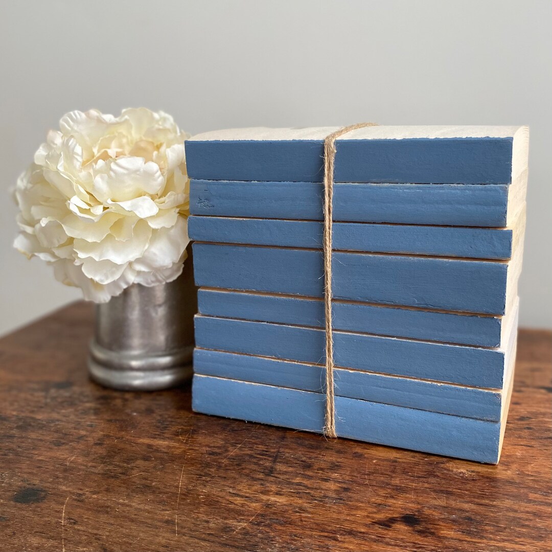 Dusty Blue Book Stack: Rustic Farmhouse Decor, Wedding Centerpiece - Etsy