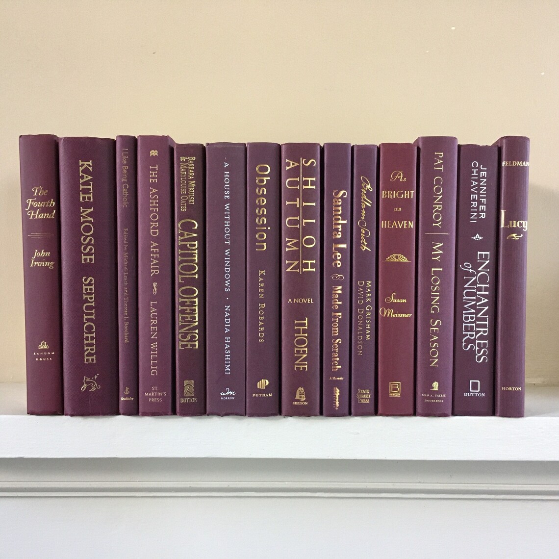 Burgundy Decorative Books Set Maroon Shelf Decor Stack of - Etsy