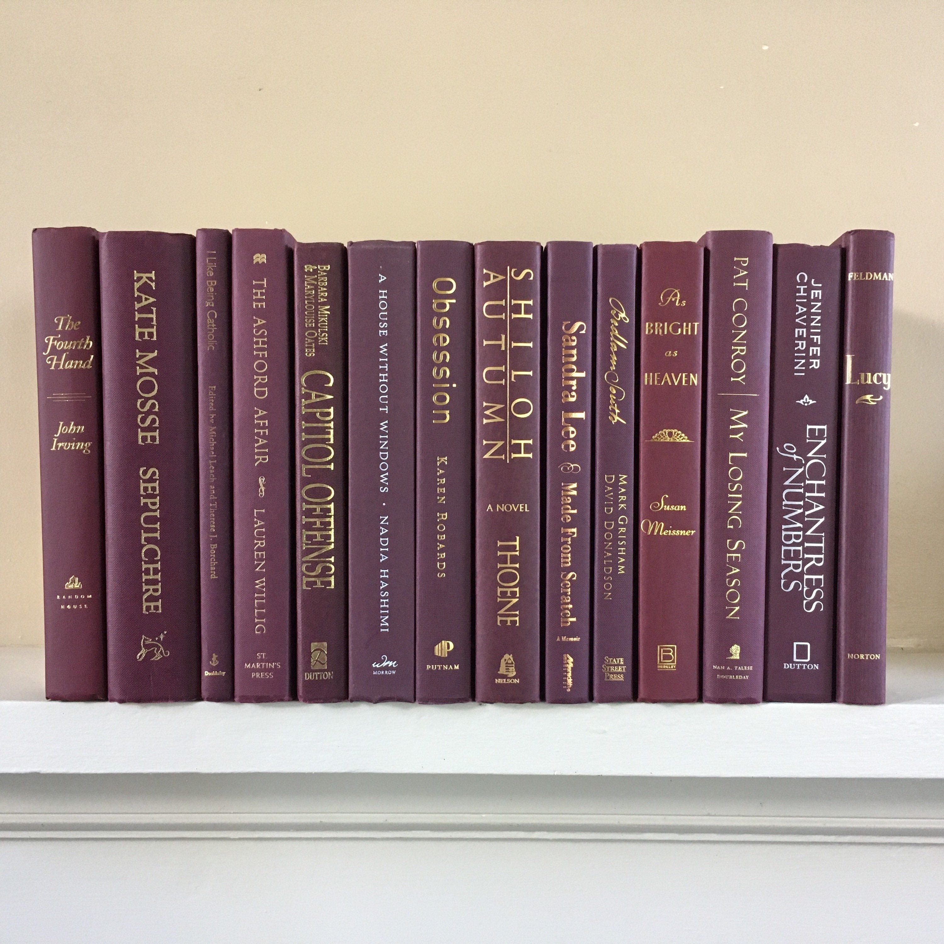 Burgundy Decorative Books Set Maroon Shelf Decor Stack of - Etsy