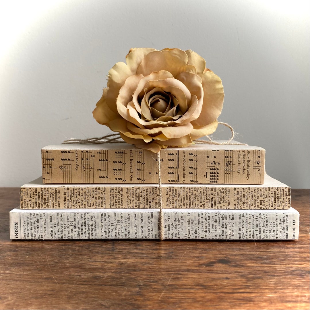 Neutral Rustic Decorative Farmhouse Book Stacks - Etsy