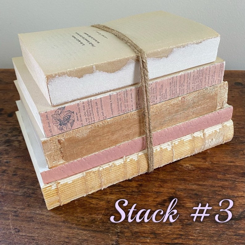 Rustic Decorative Book Set in Dusty Rose and Beige - Etsy
