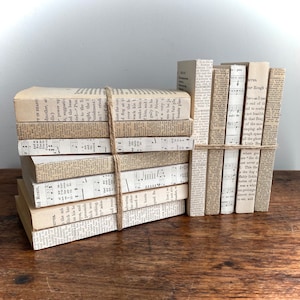 Rustic Decorative Book Set in Shades of Aged Book Pages, Beige Tan ...