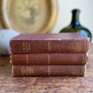 Robert Louis Stevenson Book Stack, Antique Book Bundle, Burnt Sienna Book Decor, Fall Decor ...